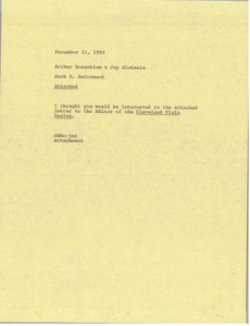 Memorandum from Mark H. McCormack to Arthur Rosenblum - Digital ...