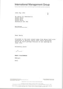 Letter from Mark H. McCormack to Barry N. A. Weatherill - Digital ...