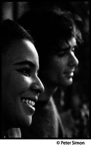 Hedge Capers and Donna Carson (of Hedge and Donna): in close-up, seated ...