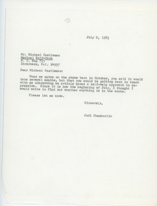 Letter from Judi Chamberlin to Michael Castleman - Digital Commonwealth