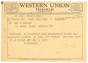 Telegram from Elizabeth Moos to Shirley and W. E. B. Du Bois - Digital ...