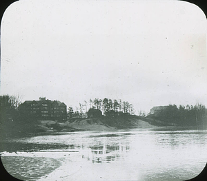 Administration Building from across Lake Massasoit - Digital Commonwealth