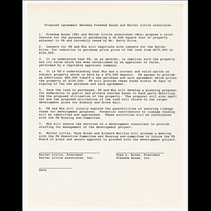 Proposed agreement between Freedom House and Walter Little Associates ...