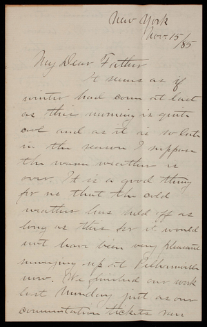 Edward Pearce Casey to Thomas Lincoln Casey, November 15, 1885 ...