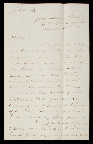 Lieutenant [John] Weeden to Thomas Lincoln Casey, December 5, 1868 ...