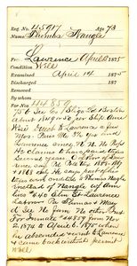 Tewksbury Almshouse Intake Record: Nangle, Thomas - Digital Commonwealth