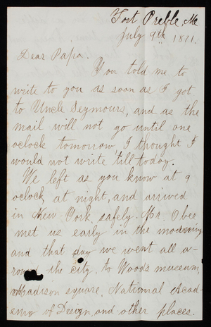 Thomas Lincoln Casey, Jr. to Thomas Lincoln Casey, July 9, 1871 ...