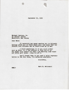 Letter from Mark H. McCormack to Michael Cestone, Sr. - Digital ...