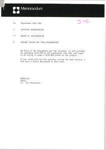 Memorandum from Mark H. McCormack to Arthur Rosenblum - Digital ...