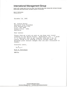 Letter from Mark H. McCormack to Lynton Taylor - Digital Commonwealth