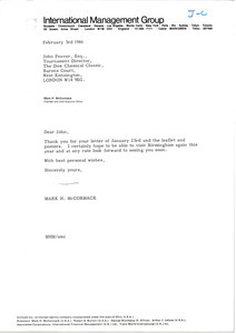 Letter from Mark H. McCormack to John Feaver - Digital Commonwealth