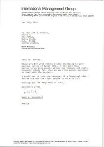 Letter from Mark H. McCormack to William B. Howard - Digital Commonwealth