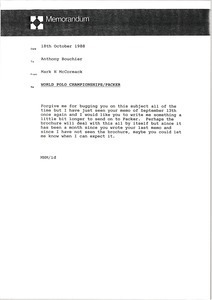 Memorandum from Mark H. McCormack to Anthony Bouchier - Digital ...