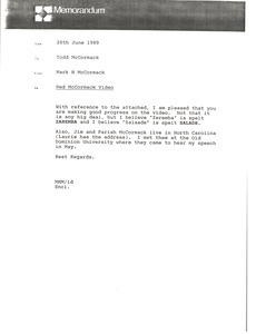 Memorandum from Mark H. McCormack to Todd McCormack - Digital Commonwealth
