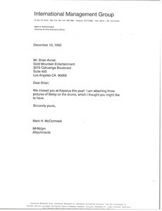 Letter from Mark H. McCormack to Brian Avnet - Digital Commonwealth