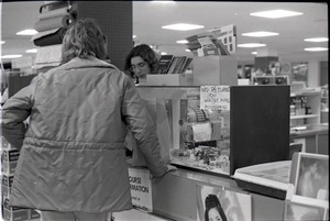 Head shop with sign at counter reading "No return on water pipes or ...