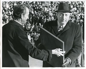 Monan, J. Donald and "Chuckin" Charlie O'Rourke, plaque presentation on ...