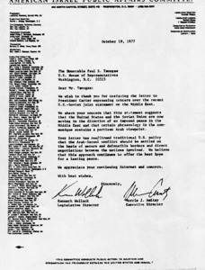 Letter to Paul Tsongas from Kenneth Wollack and Morris Amitay thanking ...