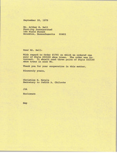Letter from Chris Hatala to Arthur M. Bell - Digital Commonwealth