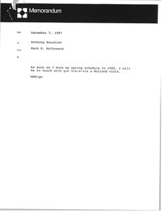 Memorandum from Mark H. McCormack to Anthony Bouchier - Digital ...