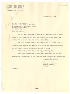 Letter from Locust Bookshop to W. E. B. Du Bois - Digital Commonwealth