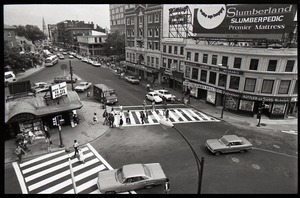 Harvard Square: birds-eye view of T-station and intersection looking ...