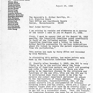 Letter from Jim Stanton to Judge W. Arthur Garrity conveying requests ...