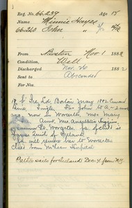 Tewksbury Almshouse Intake Record: Hayes, Minnie - Digital Commonwealth