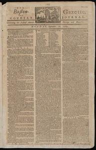 The Boston-Gazette, and Country Journal, 26 September 1774 - Digital ...