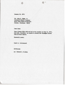 Letter from Mark H. McCormack to John A. Bluth Jr. - Digital Commonwealth