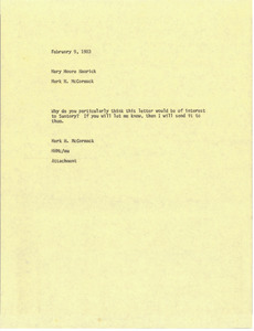 Memorandum from Mark H. McCormack to Mary Moore Hamrick - Digital ...
