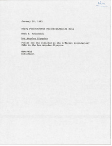 Memorandum from Mark H. McCormack to Barry Frank, Arthur Rosenblum and ...