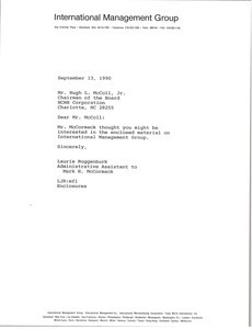 Letter from Laurie Roggenburk to Hugh L. McColl - Digital Commonwealth