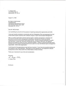 Letter from L. Carper Cole to Mark H. McCormack - Digital Commonwealth