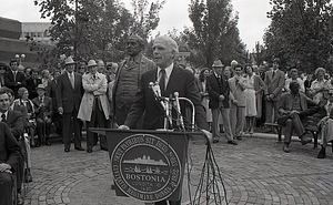 Mayor Kevin H. White speaking at dedication ceremony for the Mayor ...