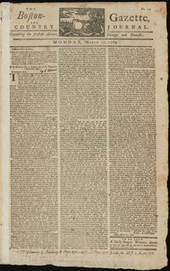 The Boston-Gazette, and Country Journal, 27 March 1769 - Digital ...