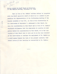 Motion passed by the NAACP to terminate W. E. B. Du Bois's employment ...