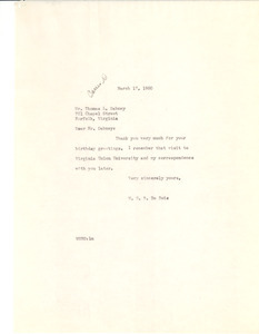 Letter from W. E. B. Du Bois to Thomas L. Dabney - Digital Commonwealth