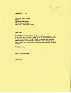 Letter from Mark H. McCormack to John Mack Carter - Digital Commonwealth