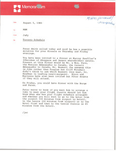 Memorandum from Judy Chilcote to Mark H. McCormack - Digital Commonwealth