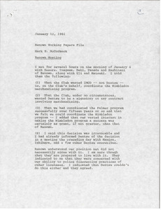 Memorandum from Mark H. McCormack to Renown working papers file ...