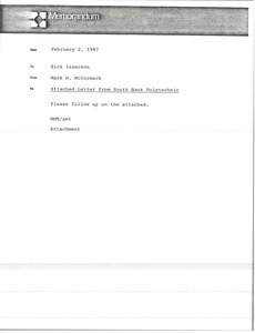 Memorandum from Mark H. McCormack to Rick Isaacson - Digital Commonwealth
