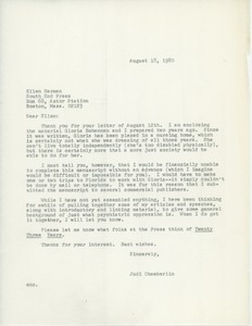 Letter from Judi Chamberlin to Ellen Herman - Digital Commonwealth