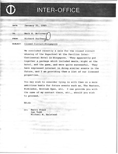 Memorandum from Mark H. McCormack to Barry Frank and Michael Halstead ...