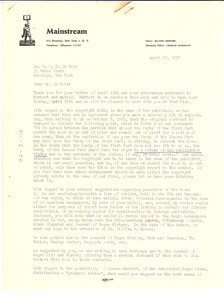Letter from Masses and Mainstream to W. E. B. Du Bois - Digital ...
