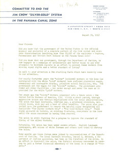 Circular letter from Committee to End the Jim Crow 'Silver-Gold' System ...