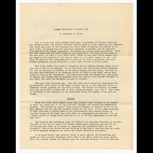 Quaker testimonies in daily life : by Frederick B. Tolles - Digital ...