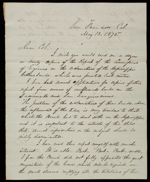 General [Barton] S. Alexander to Thomas Lincoln Casey, May 12, 1875 ...