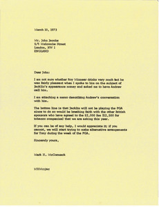 Letter from Mark H. McCormack to John Jacobs - Digital Commonwealth