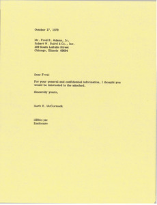 Letter from Mark H. McCormack to Fred E. Adams - Digital Commonwealth
